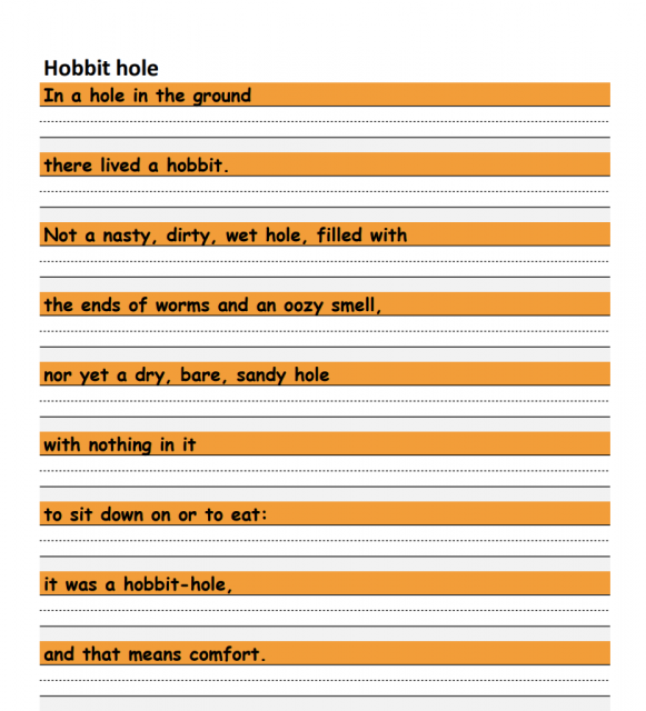 Free Hobbit Copywork Worksheet – Homeschool Tablet